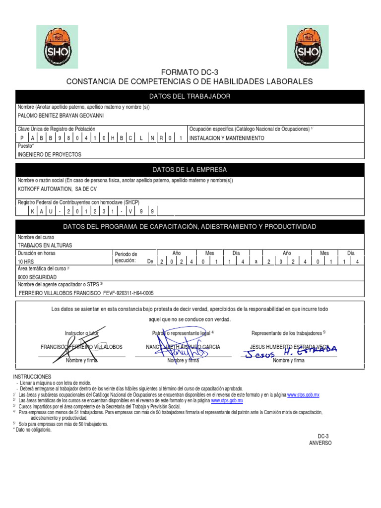 DC3 Brayan Palomo Nom 009 | Descargar gratis PDF | México