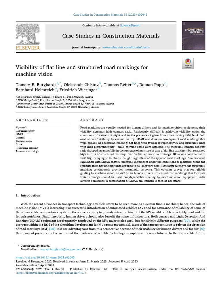 Machine Vision Road Marking Visibility | PDF | Contrast (Vision) | Lidar