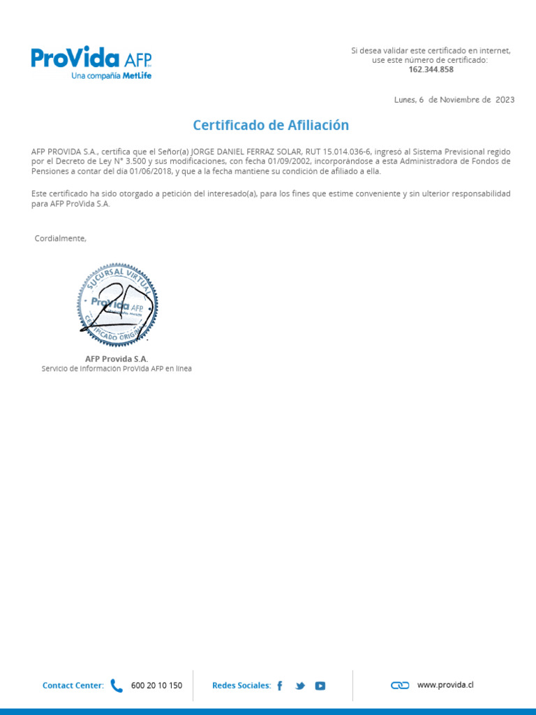 Afiliacion AFP | PDF