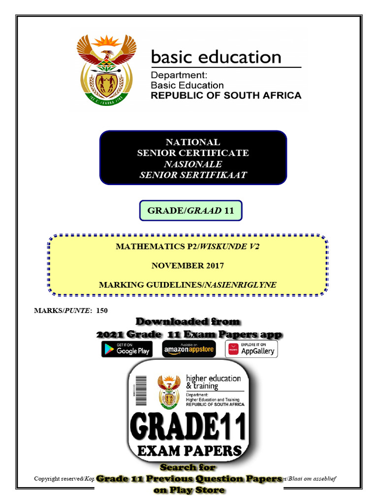 Mathematics P2 Grade 11 Nov 2017 Memo Afr & Eng | PDF