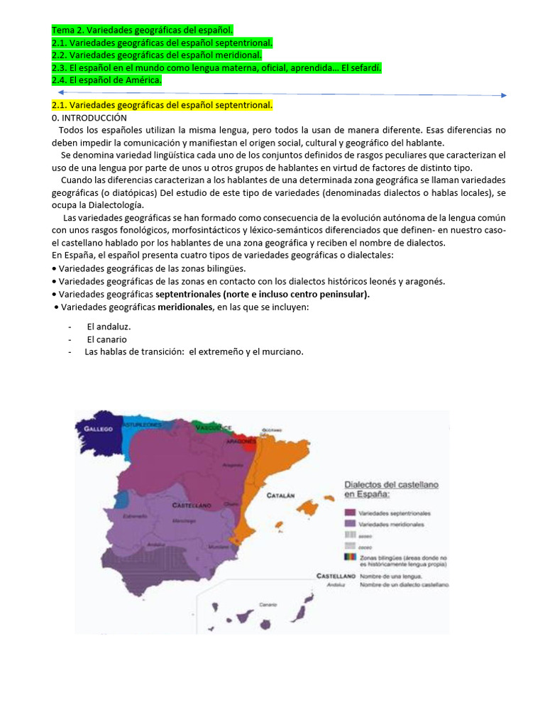 Variedades Geográficas del Español | PDF | Lengua española | Lingüística