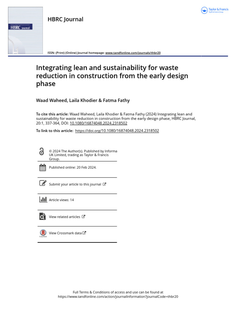 Integrating Lean and Sustainability For Waste Reduction in Construction ...