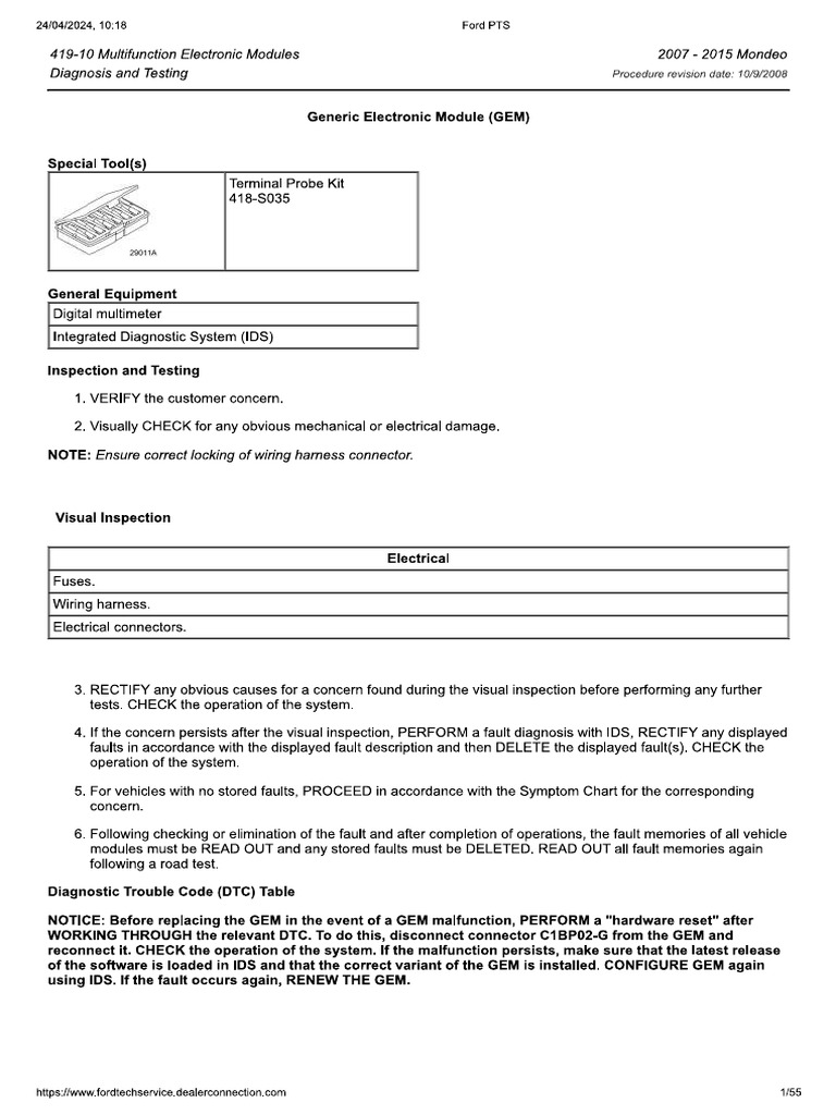 2011 Mondeo Generic Electronic Module (GEM) | PDF
