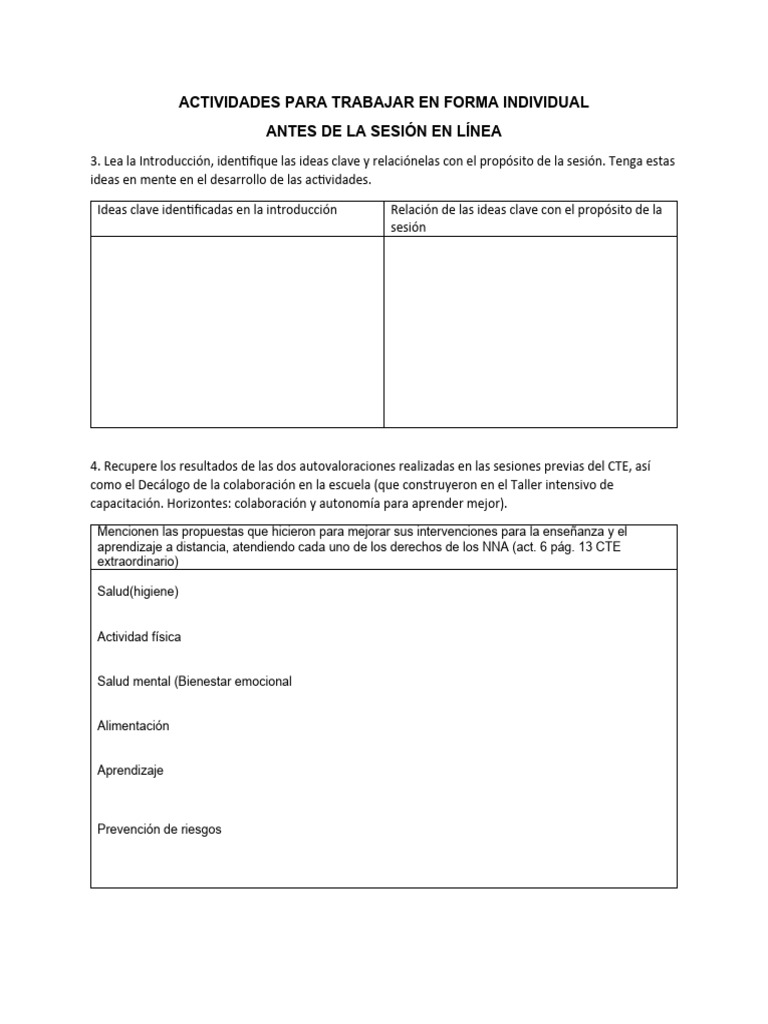 2da. Sesión CTE para Trabajar en Forma Individual | PDF | Enseñando | Aprendizaje
