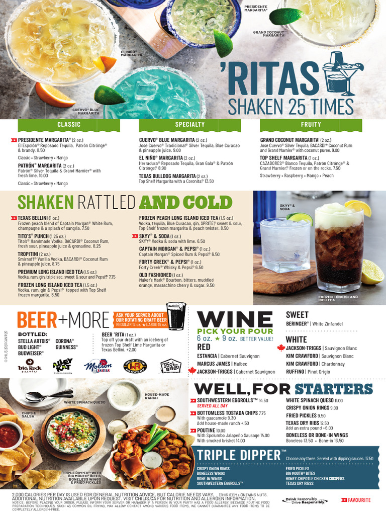 Chilis Menu 2021 03 | PDF | Hamburgers | Foods