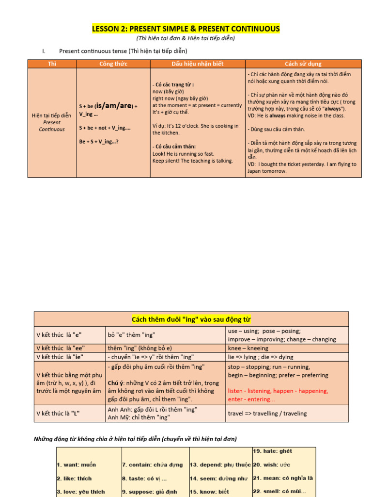 Lesson 2_ Present Simple & Present Continuous | PDF