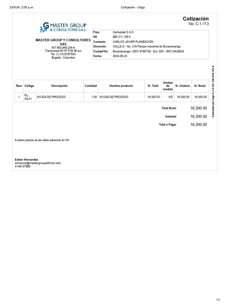 Cot. 113 Carlixplast | PDF