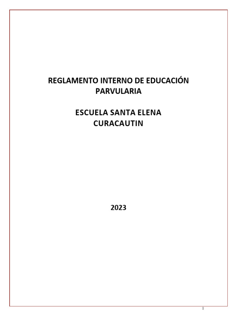 Reglamento Interno de Educacion Parvularia 2023 2 | Descargar gratis ...