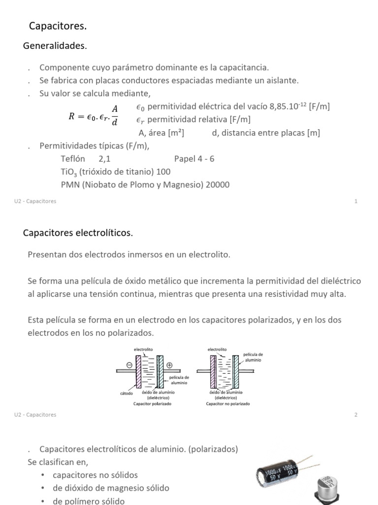 U2 Capacitores Resumen | PDF | Condensador | Electromagnetismo