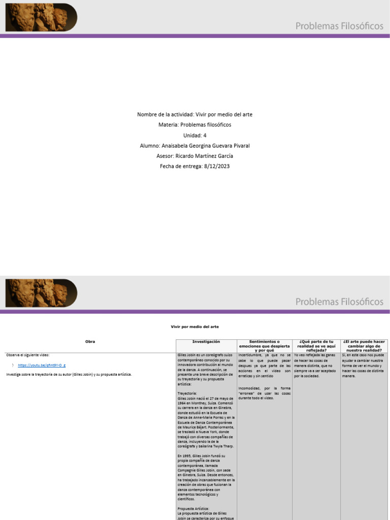 Act 3 U4 Vivir Por Medio Del Arte | PDF | Arte callejero | Pintada