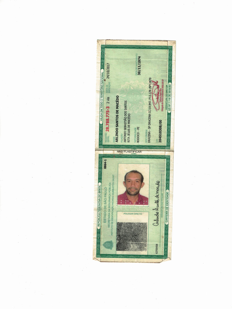 Rg e Cpf Arlindo | PDF