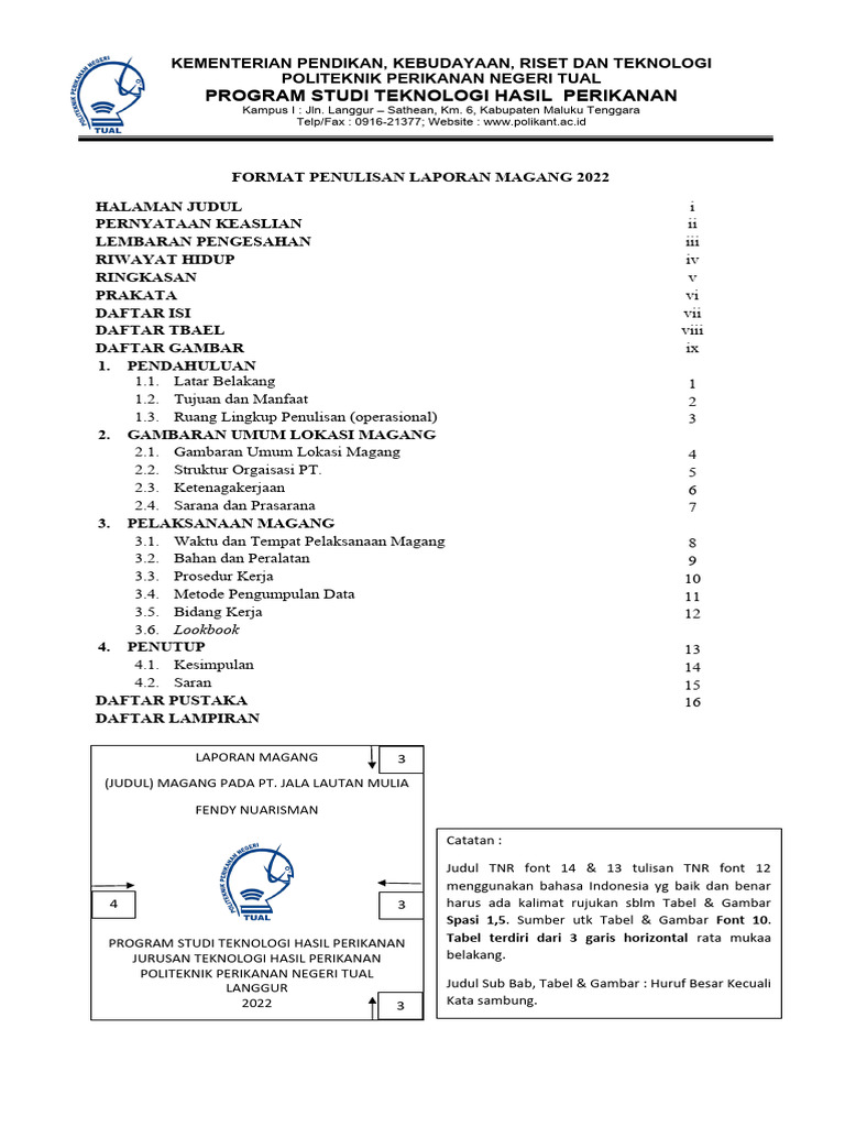 Format Penulisan Laporan Magang 2024 | PDF
