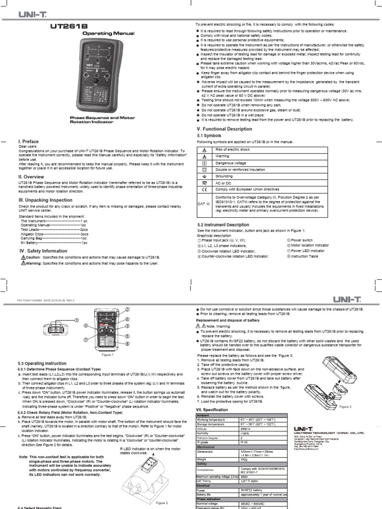 Manual UT261B | PDF | Alternating Current | Electrical Components