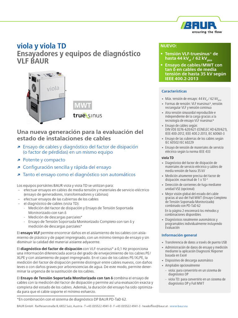 Brochure ES VLF Tester and Diagnostics Device Viola | PDF | USB ...