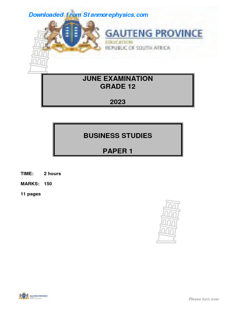 GP Business Studies Grade 12 June 2023 P1 and Memo | PDF | Employment ...