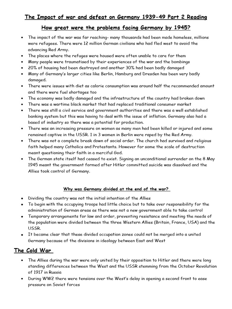Germany's Post-War Challenges 1939-49 | PDF | Soviet Union | World Politics
