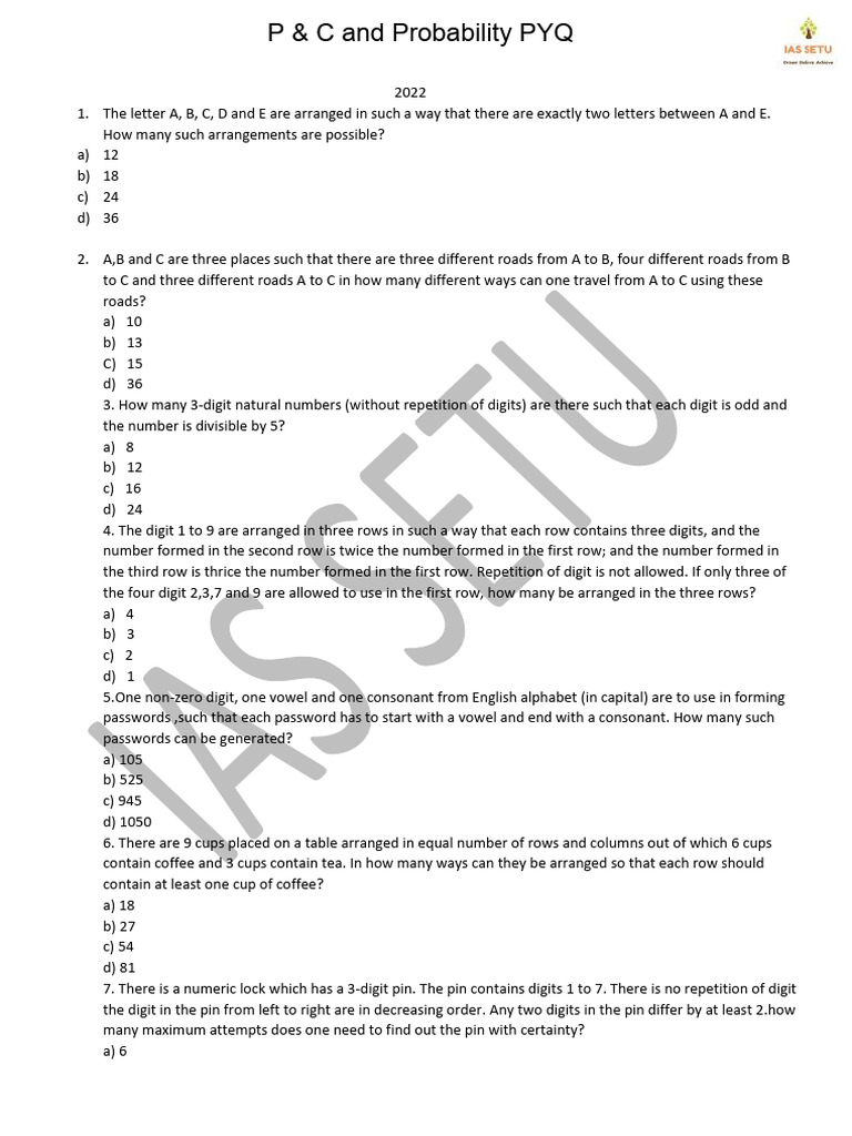 P&C Probability PYQ | PDF | Archery | Mathematics