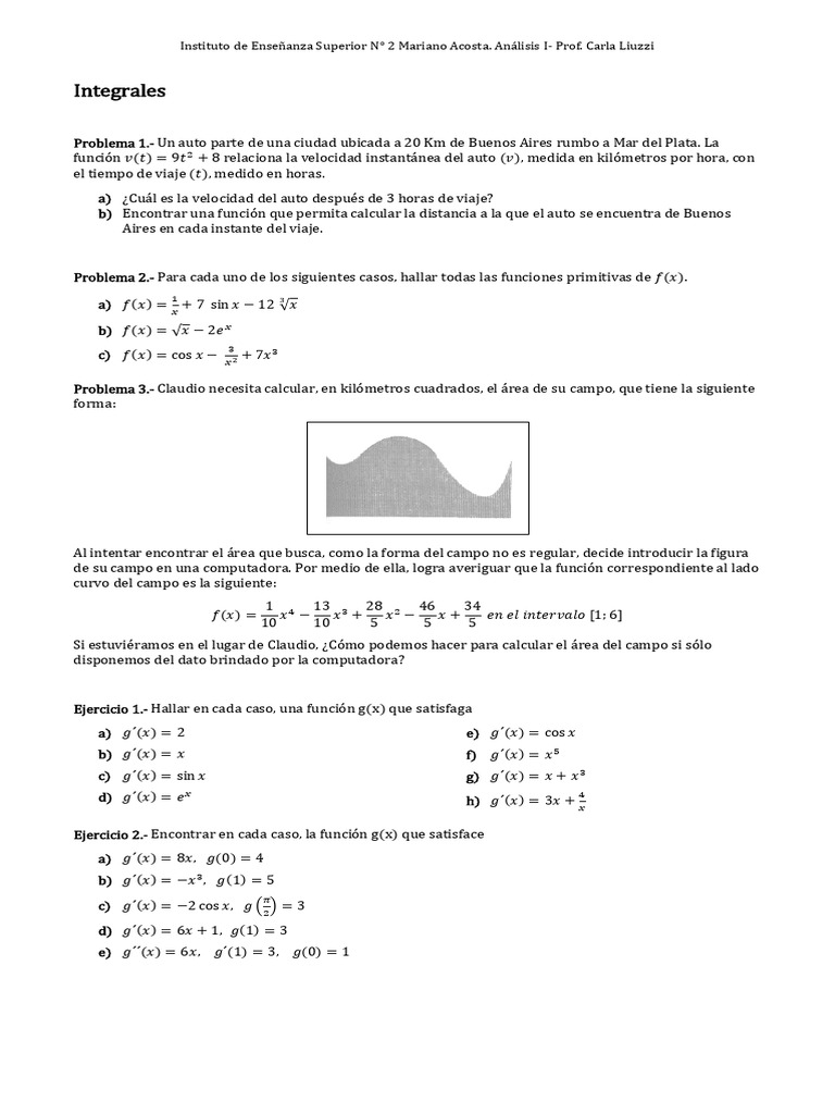 Práctica 7 - Integrales | PDF | Integral | Matemáticas