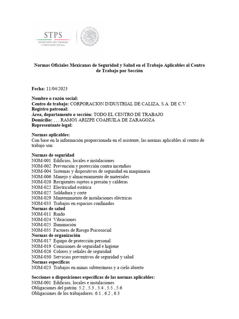 Normas de Seguridad y Salud Laboral | PDF | Ingeniería de Edificación ...