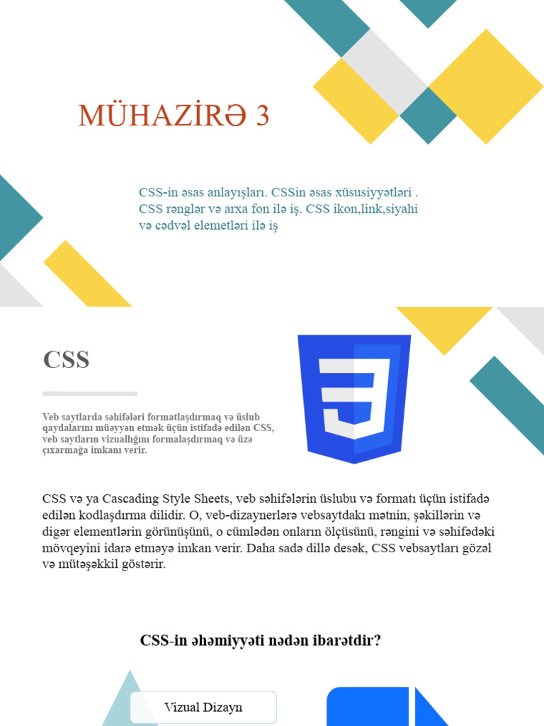 Mühazi̇rə 3 - CSS | PDF