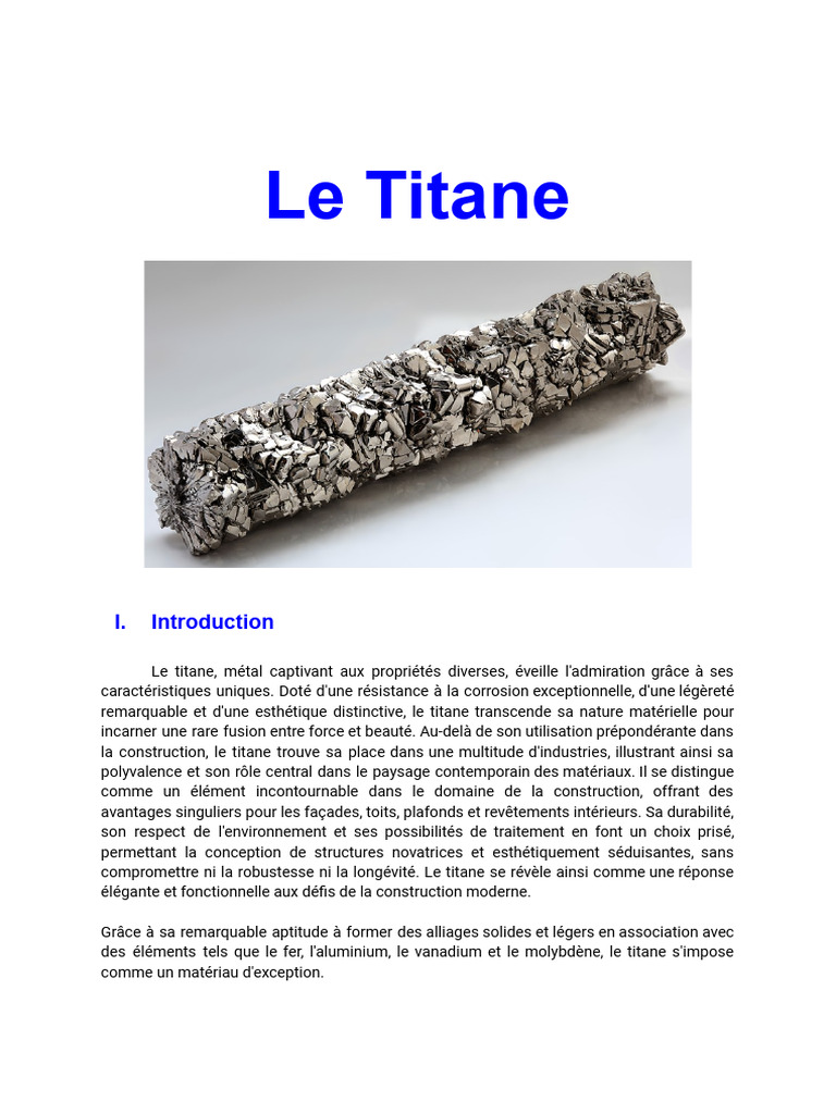 Propriétés et applications du titane | PDF | Éléments chimiques ...