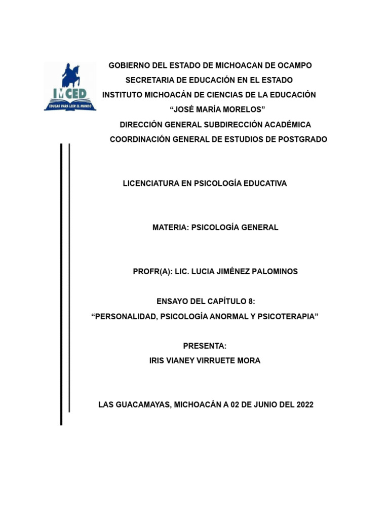 Personalidad y Psicología Anormal | PDF | Sicología | Comportamiento