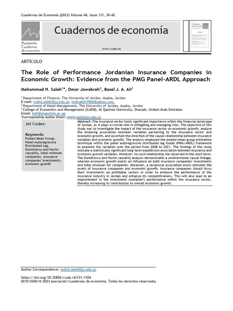 Jordan Insurance & Economic Growth | PDF | Economic Growth | Insurance