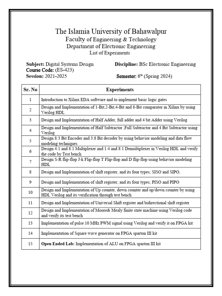 Digital Systems Design Experiments | PDF | Computers | Technology ...