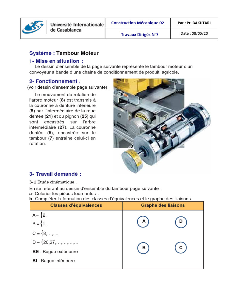 TD #7 Tambour Moteur Uic | PDF | Biens manufacturés | Machine