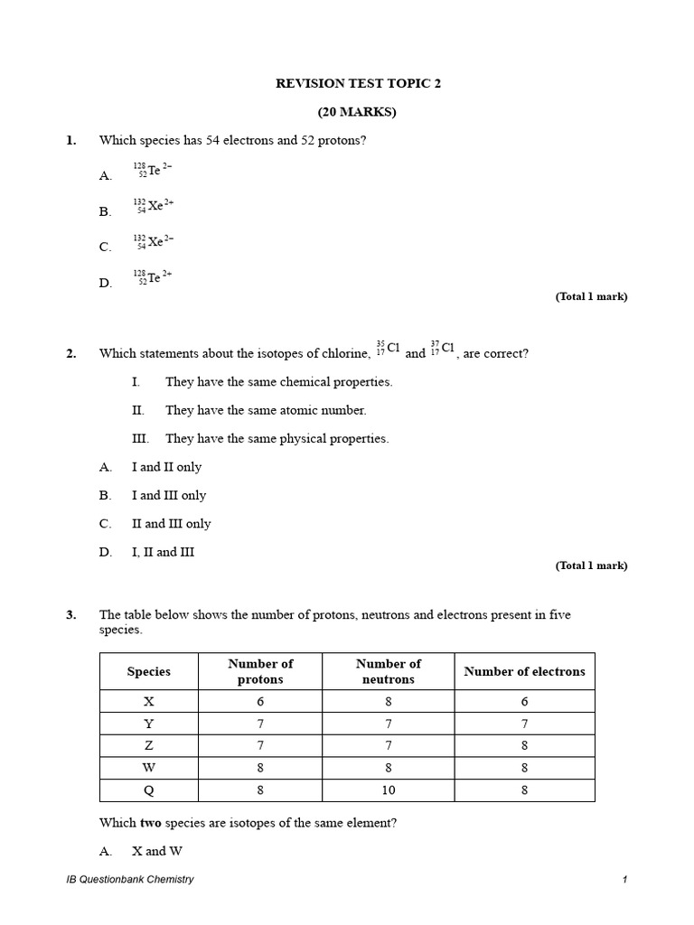 Topic 2 Questions | PDF | Isotope | Radiation