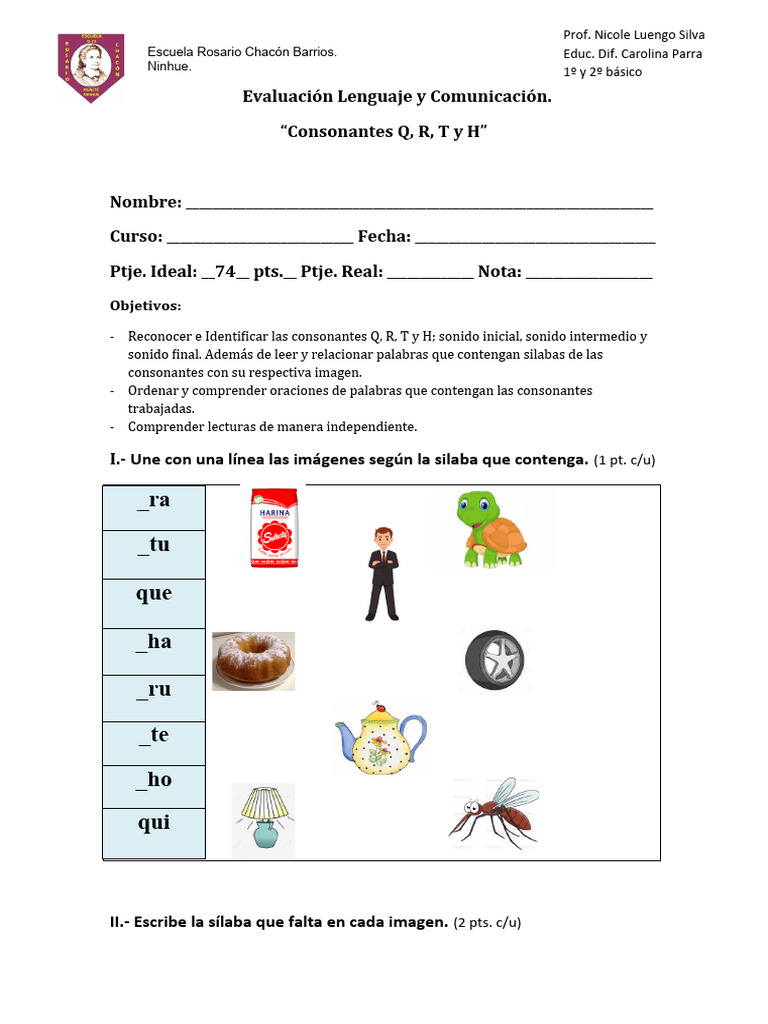 Evaluación de Consonantes Básicas | PDF