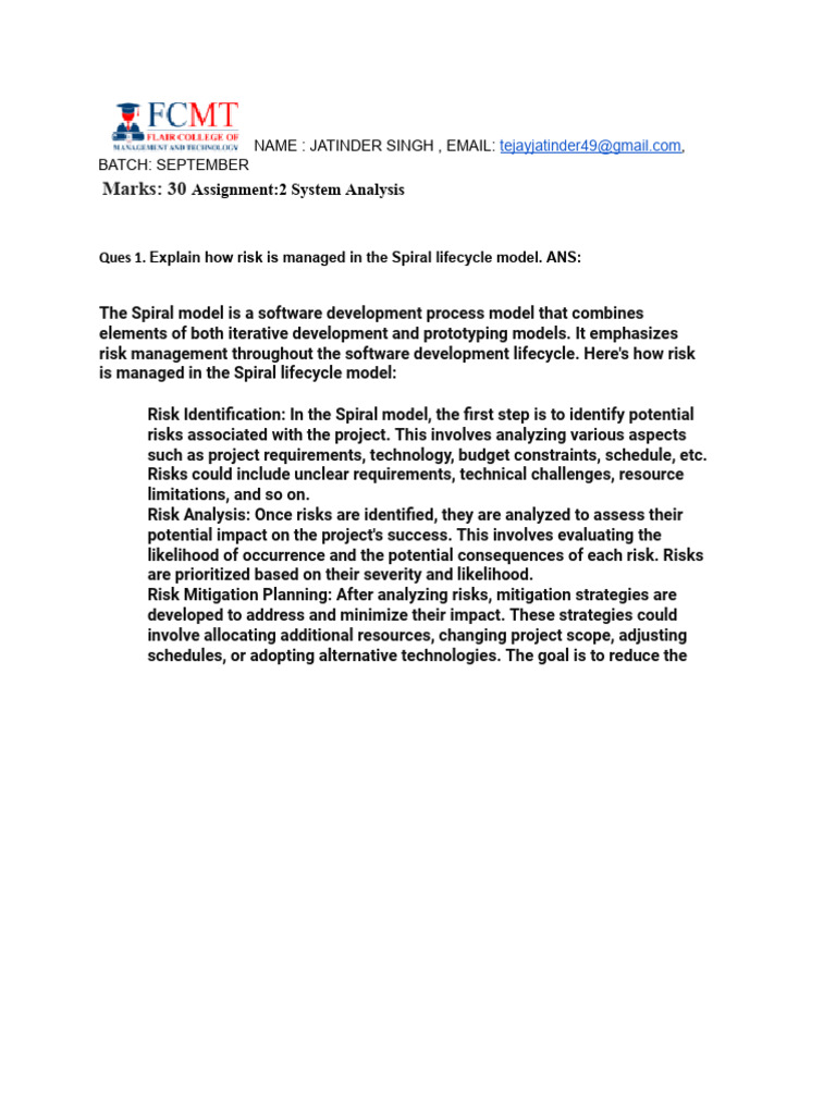 Assignment2 System Analysis | PDF | Agile Software Development | Software Development Process