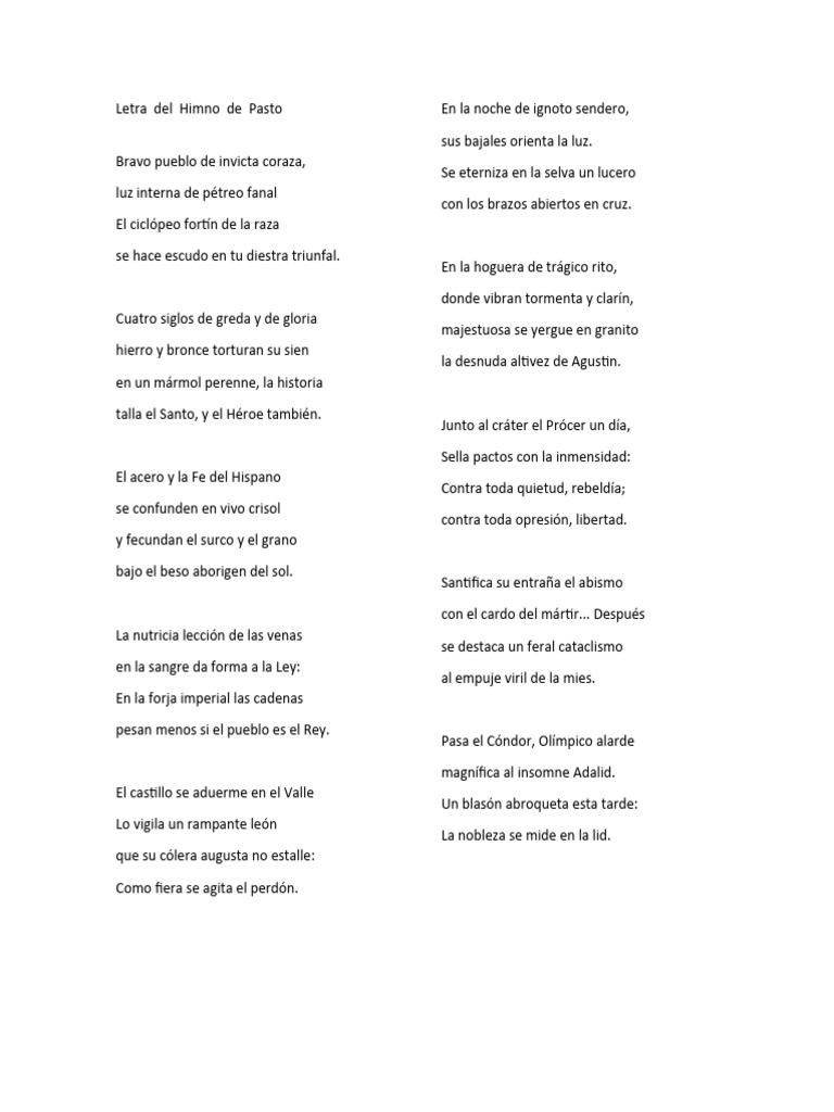 Letra Del Himno de Pasto | PDF