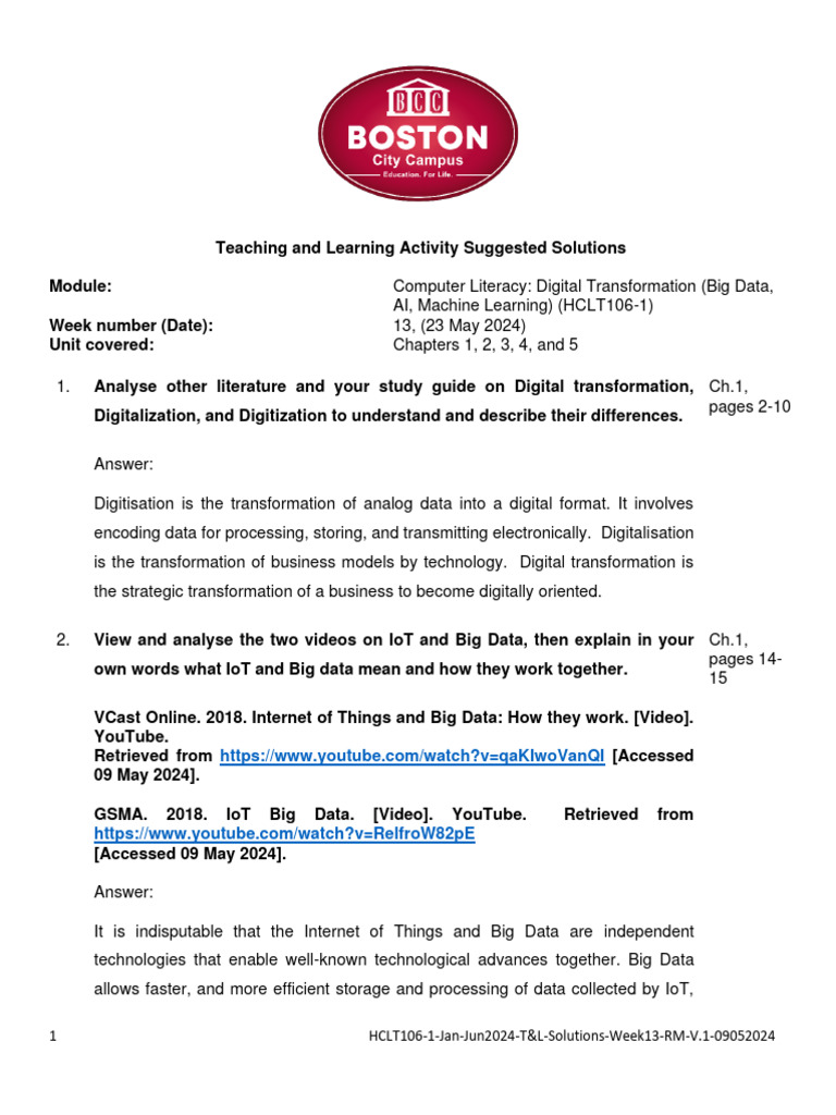 HCLT106 1 Jan Jun2024 T&L Solutions Week13 RM V.1 09052024 | PDF | Analytics | Cloud Computing