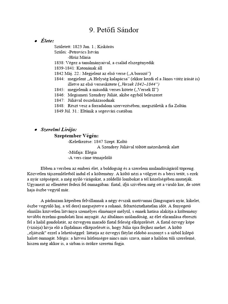 Tetel - Petofi Sandor | PDF
