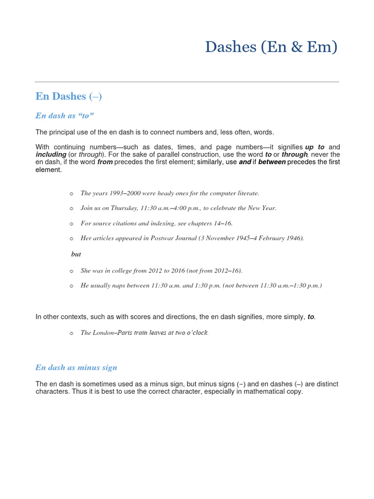 Dashes | PDF | Punctuation | Typographical Symbols