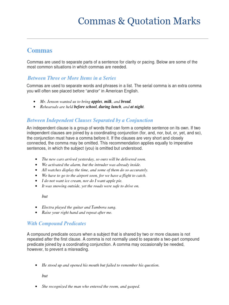 Commas & Quotation Marks | PDF | Comma | Punctuation