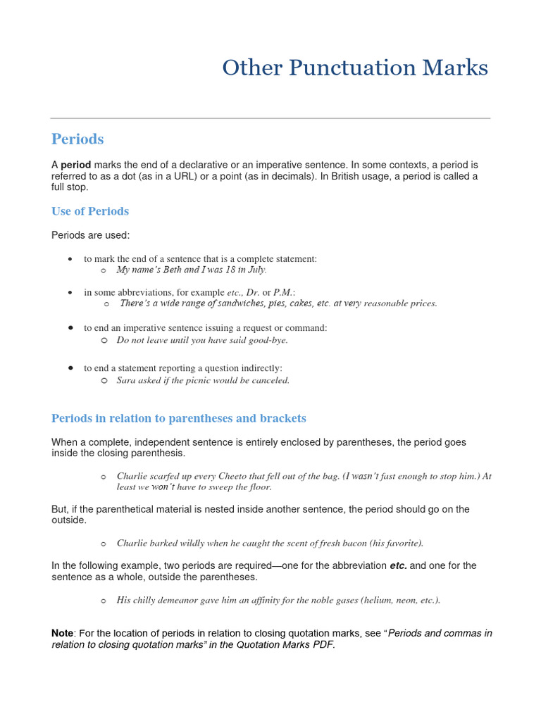 Periods, Question, Exclamation & Apostrophe Marks | Download Free PDF ...
