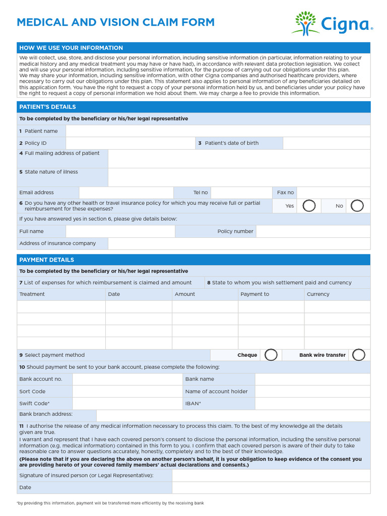 Medical and Vision Claim Form en 06 - 2018 | PDF | Fraud | Insurance