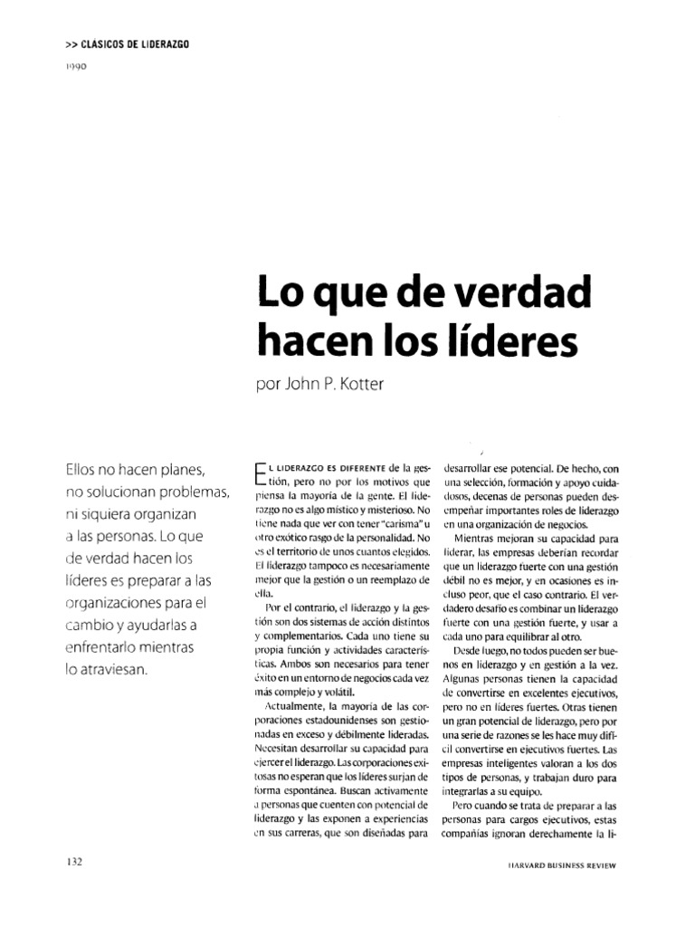 John Kotter Lo Que de Verdad Hacen Los Líderes | PDF