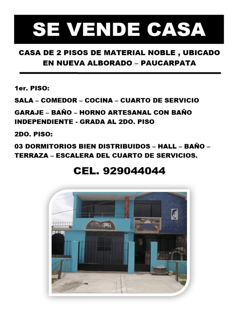Casa de 2 Pisos de Material Noble | PDF