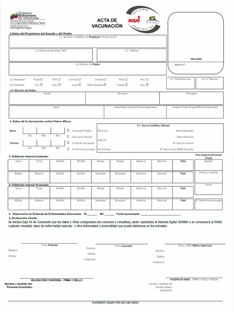 Acta De Vacunaciòn Nueva Pdf