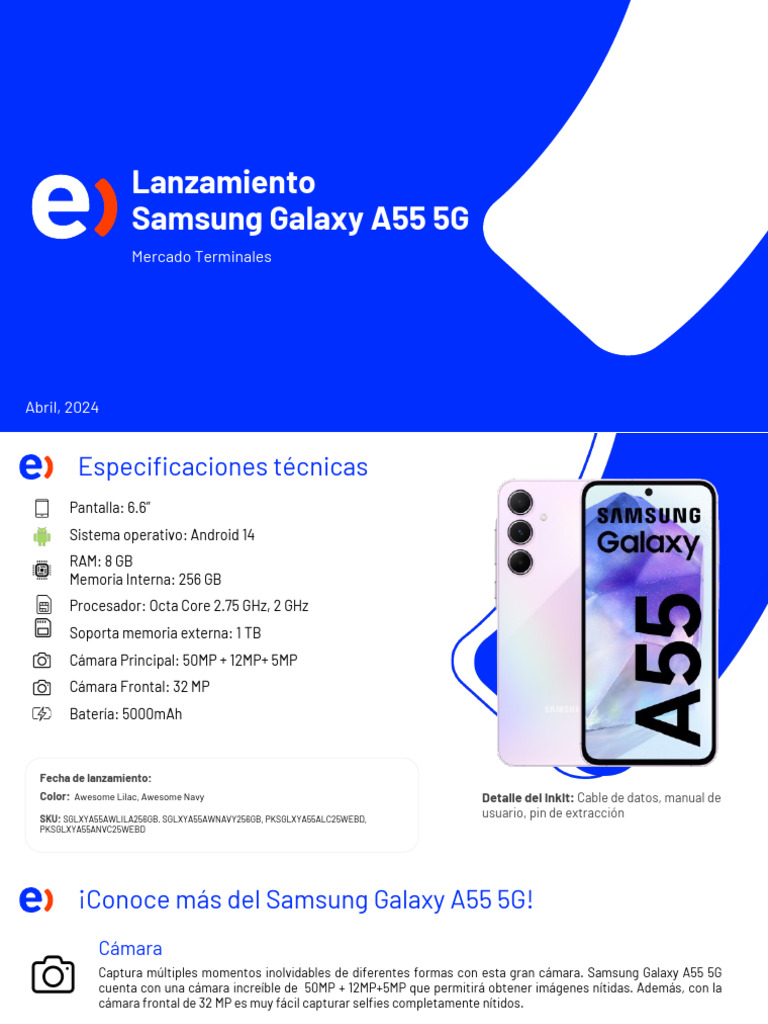 Presentación Samsung Galaxy A55 5G | PDF | Procesador Multi Core ...