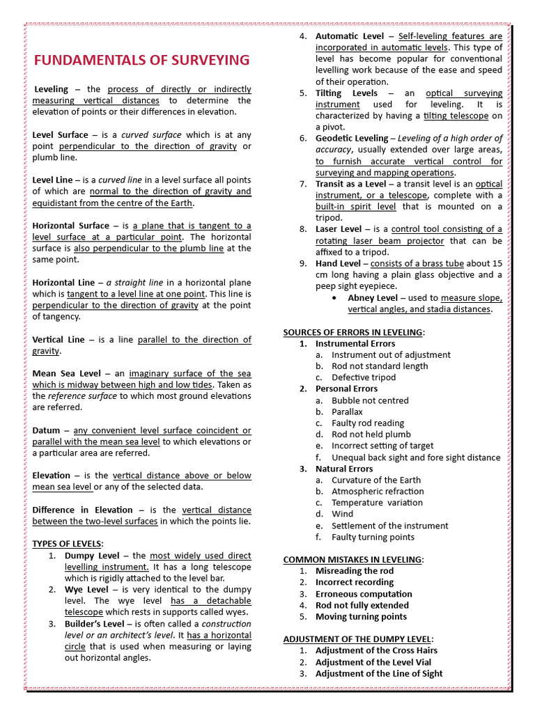 Fundamentals of Surveying | PDF | Angle | Surveying