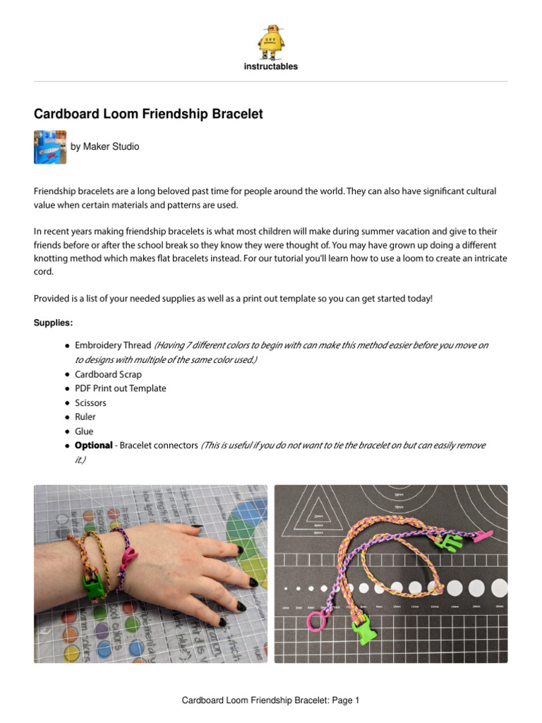 Cardboard Loom Friendship Bracelet Guide | PDF | Loom | Knot