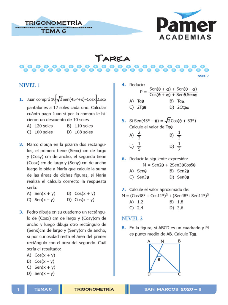 Trigonometria - Sem 6 | PDF | Trigonometría | Geometría Elemental