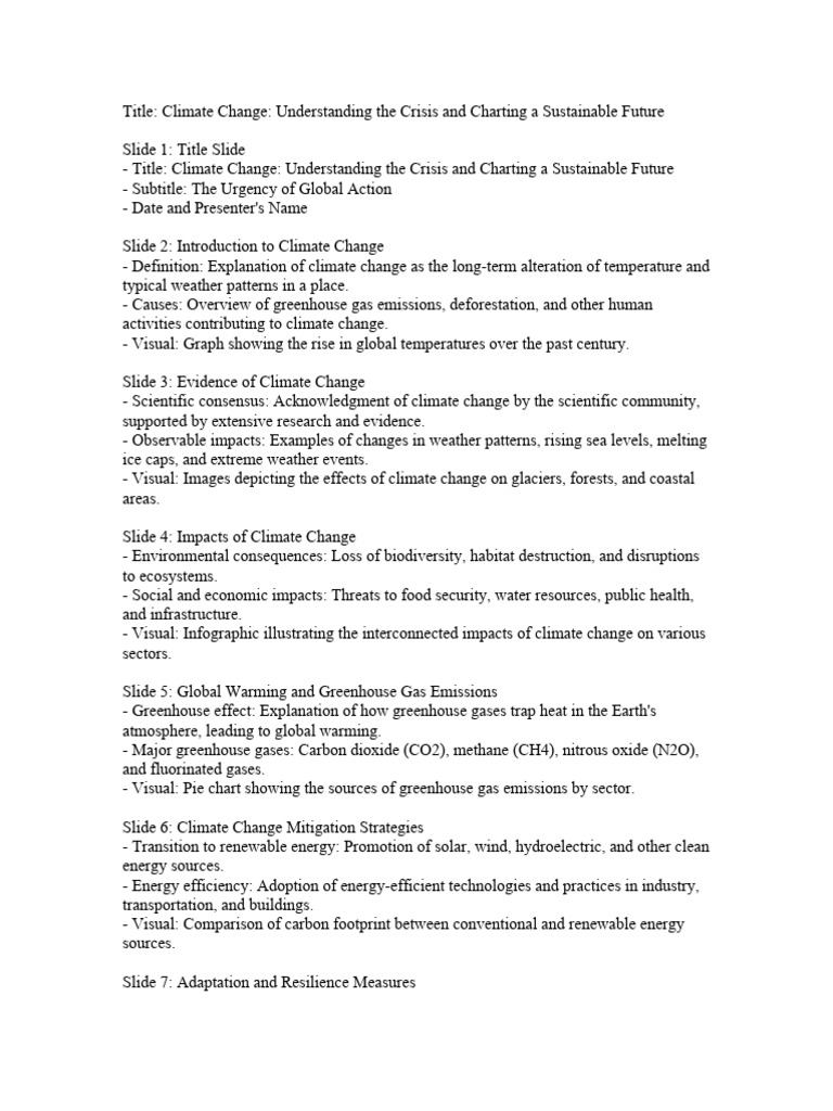 Climate Change: Understanding the Crisis and Charting a Sustainable ...