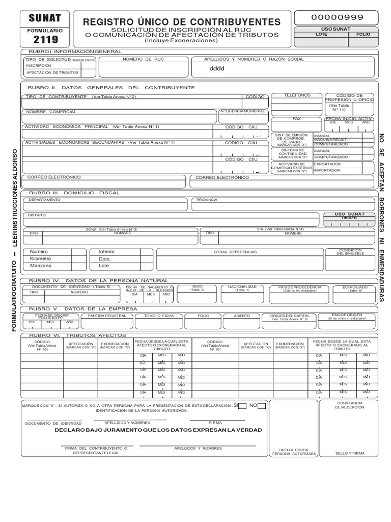 Formulario 2119 | PDF | Documento de identidad