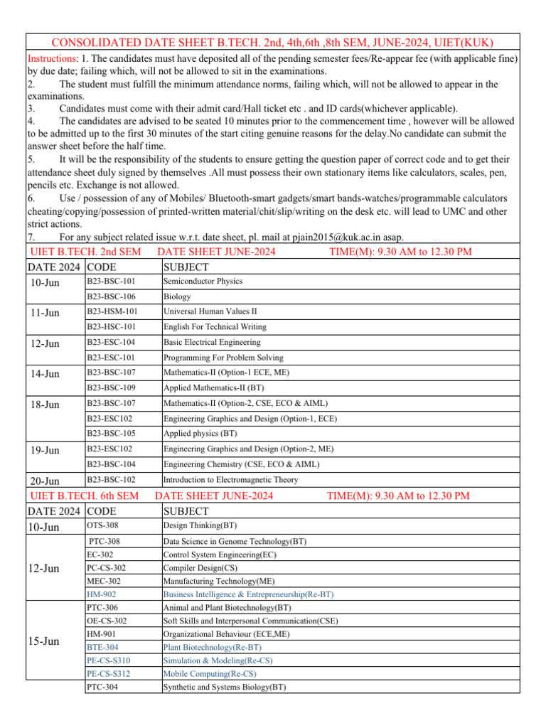 UG2 & UG4,6,8 THEORY EXAM Jun24 Consolidated Date Sheet - 044255-Compressed | PDF | Electronic ...