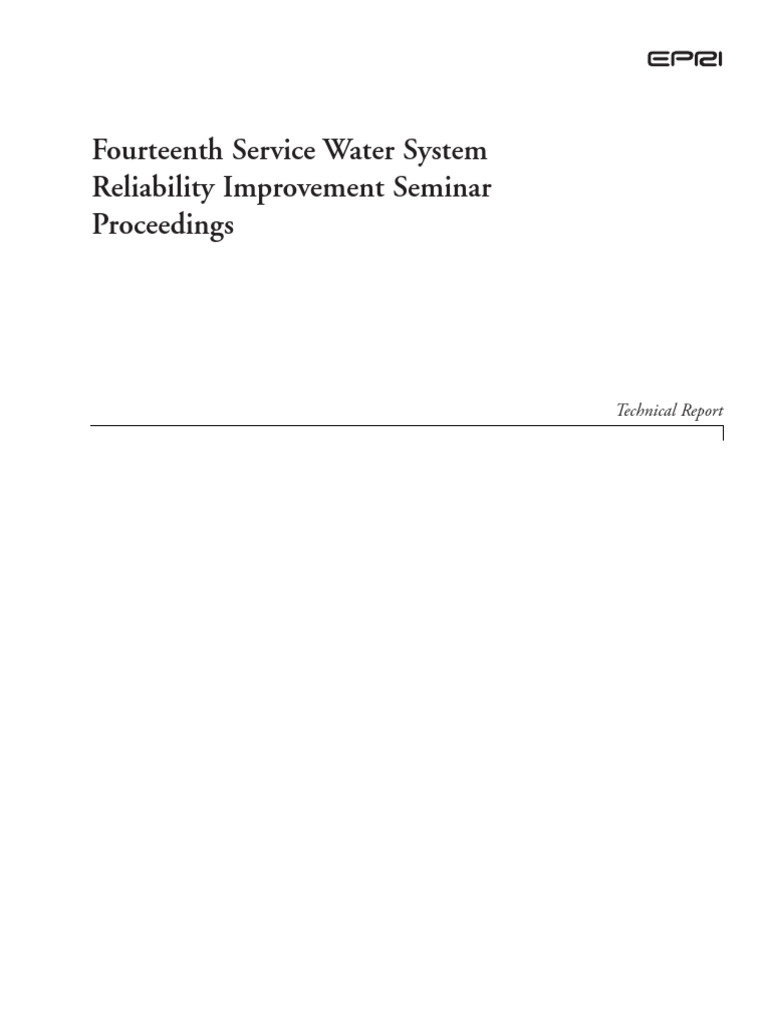 Fourteenth Service Water System Reliability Improvement Seminar ...